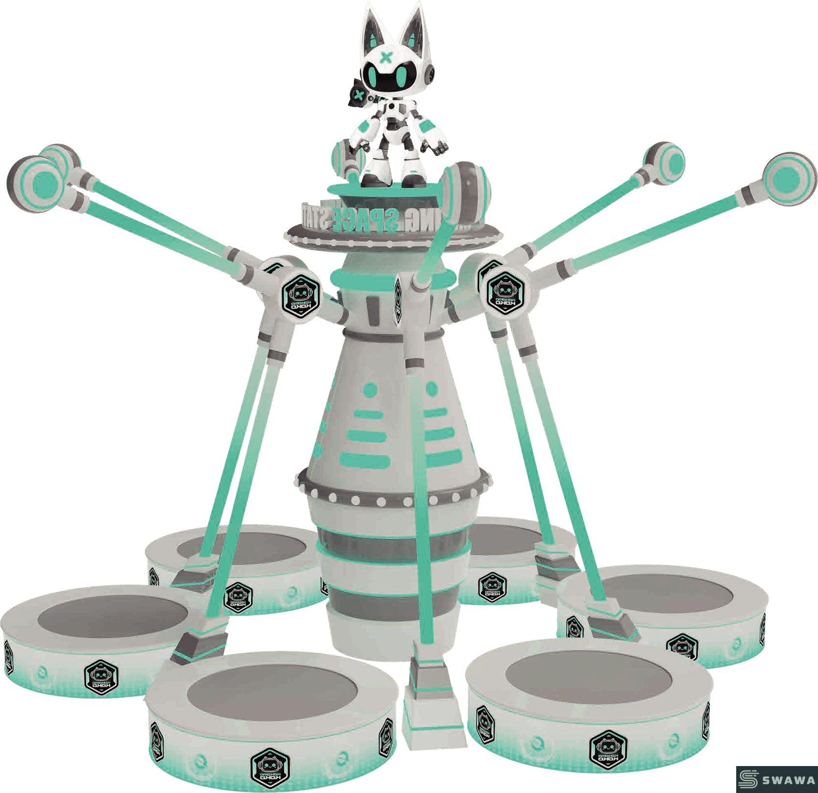 StarCore Agents™ Futuristic Cyber-Cat Themed Jumping Ride | 6-Person ...